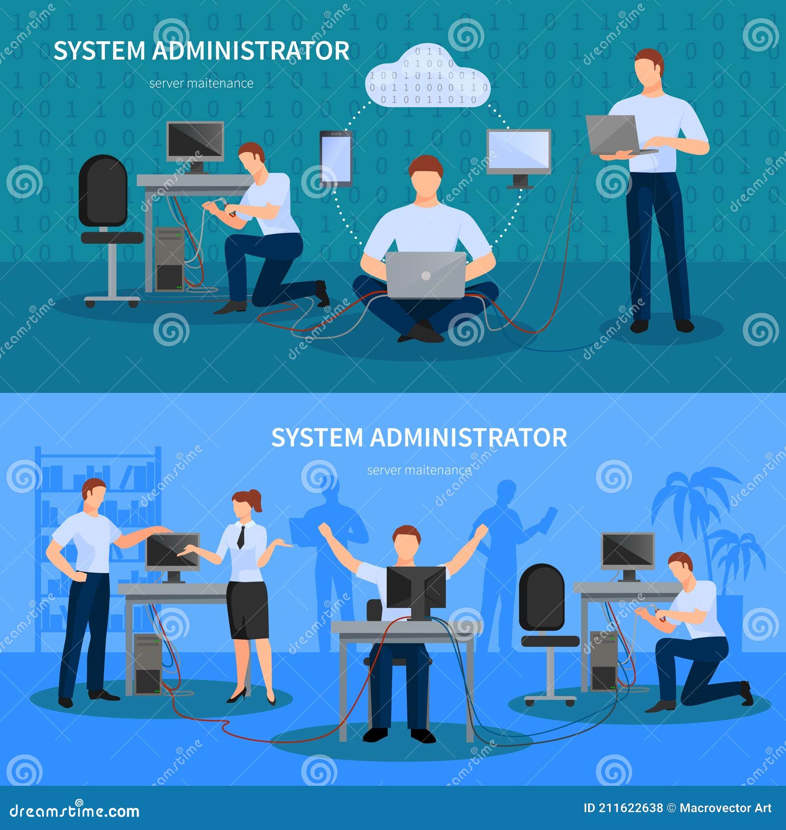System Administrator Banners Set Stock Vector - Illustration of design ...