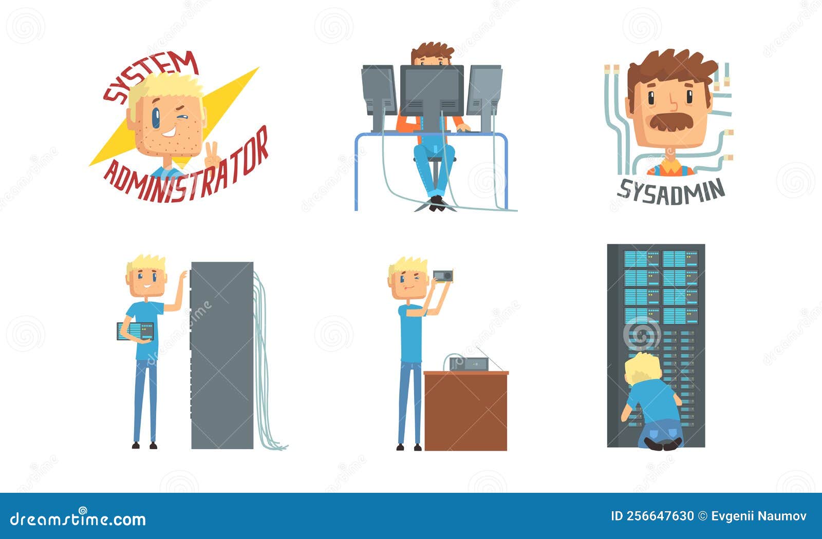 System Administrator Characters Set. People Adjusting Network ...