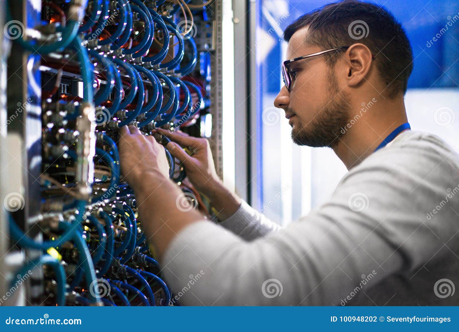 System Administrator Checking Servers Stock Photo - Image of manager ...