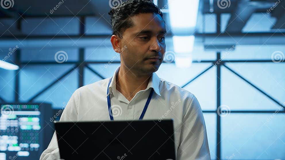System Administrator in Data Center Using Notebook Stock Image - Image ...