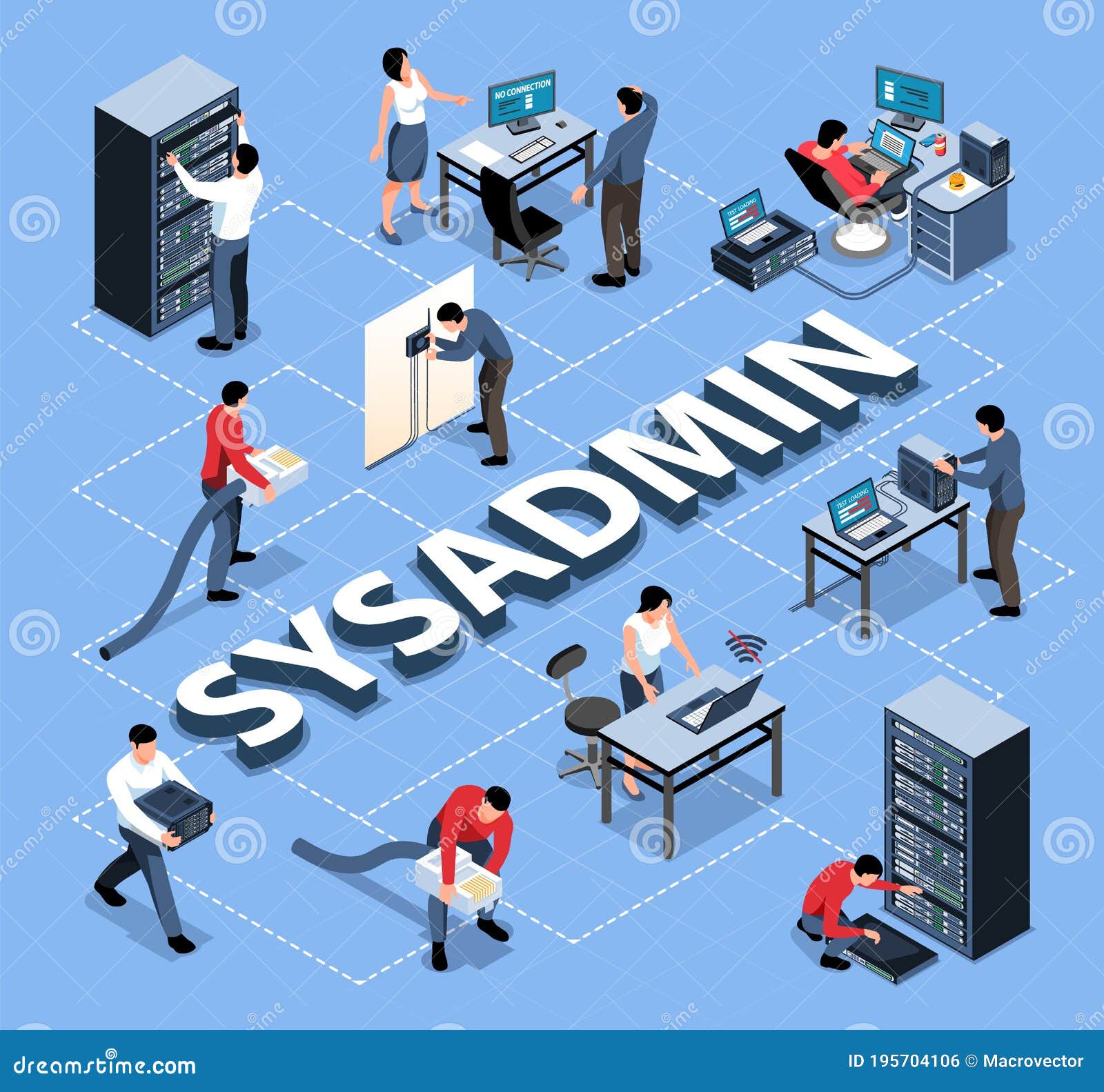 System Administrator Flat Background Cartoon Vector | CartoonDealer.com ...