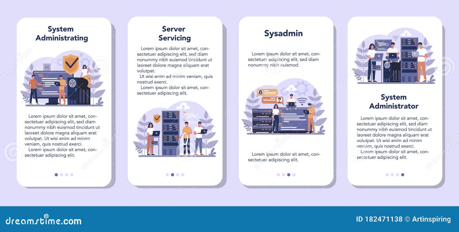 System Administrator Mobile Application Banner Set. People Stock Vector ...