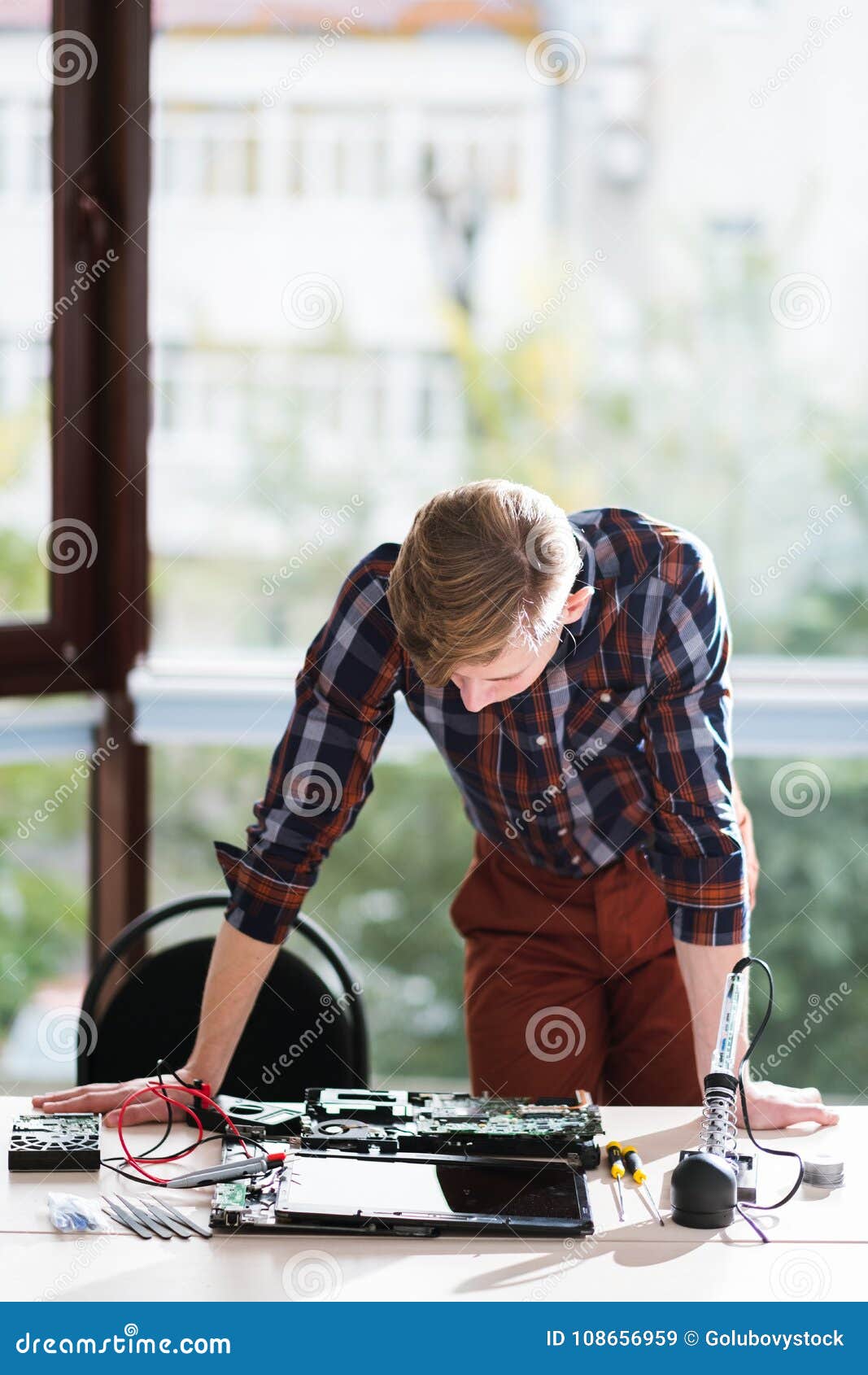 System Administrator Network Engineer Computer Stock Image - Image of ...