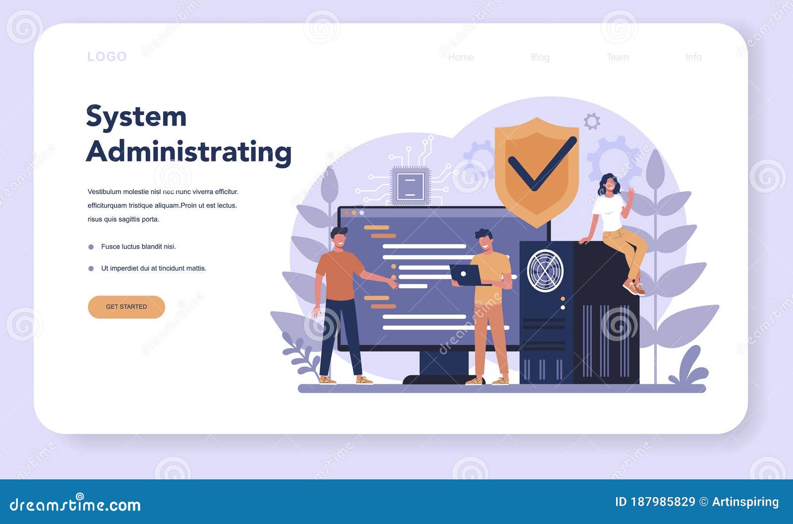 System Administrator. People Working on Computer and Doing Stock Vector ...
