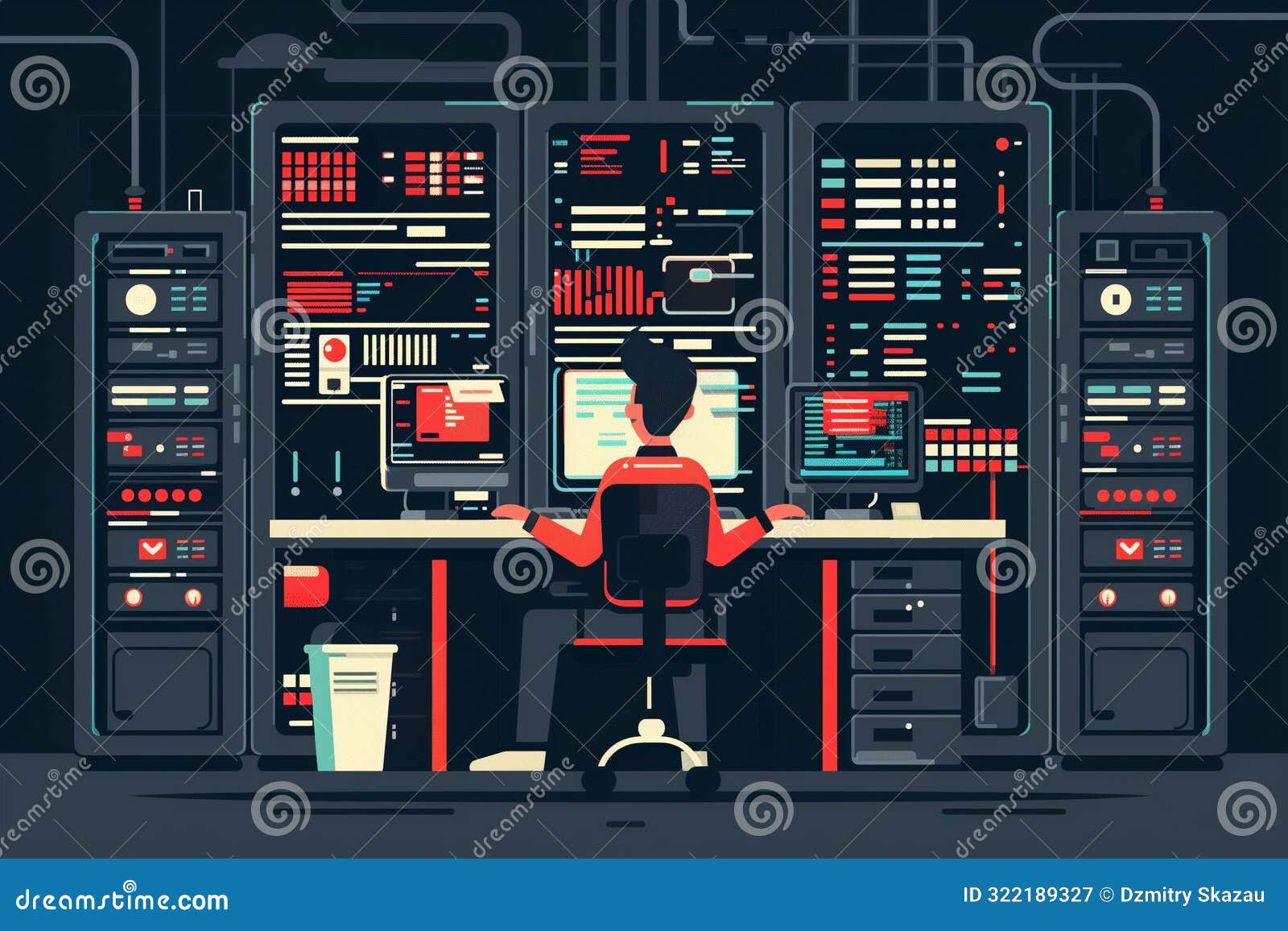 System Administrator Working in Server Room on July 28 Stock Image ...