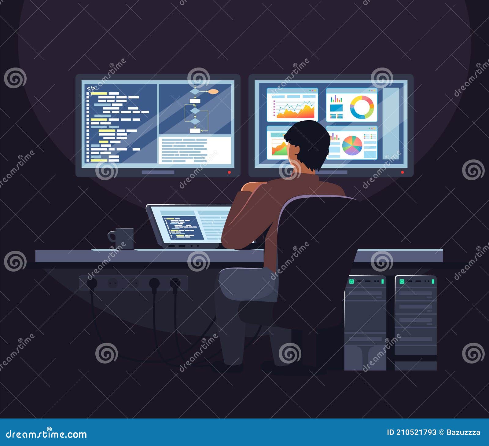 IT Administrator With Software Upgrade Process On Laptop. Digital ...