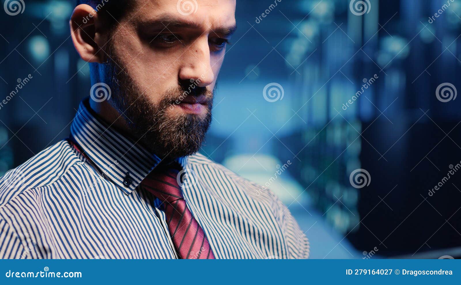 System Administrator Standing in Modern Data Center Stock Image - Image ...