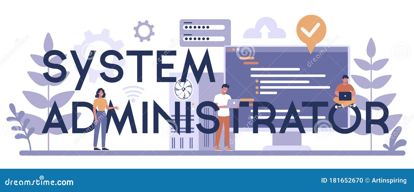 System Administrator Typographic Header Concept. People Working Stock ...