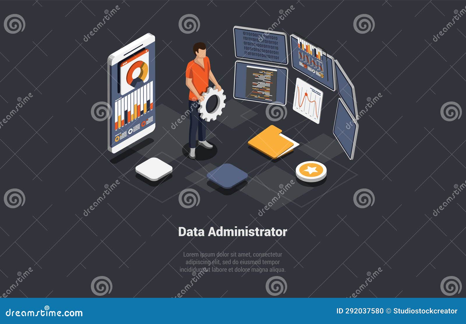 Sysadmin Isometric Icon Cartoon Vector | CartoonDealer.com #230919681