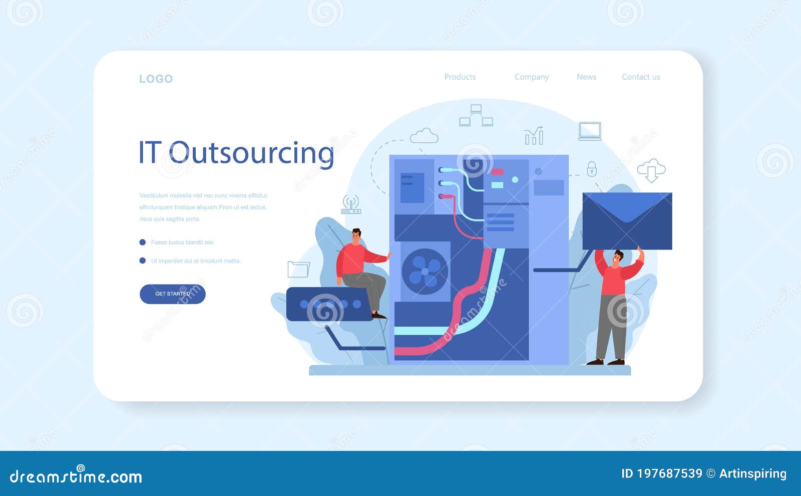 System Administrator Web Banner or Landing Page. People Working Stock ...