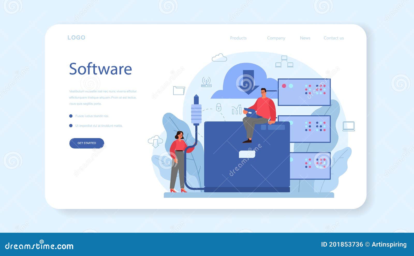 System Administrator Web Banner or Landing Page. People Working Stock ...