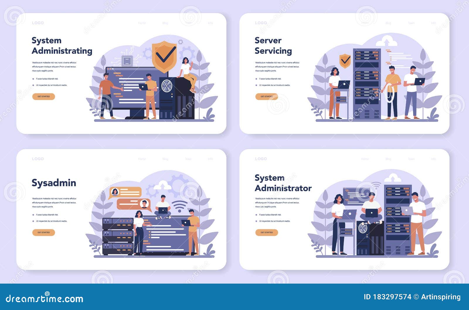 System Administrator Web Banner or Landing Page Set. People Stock ...