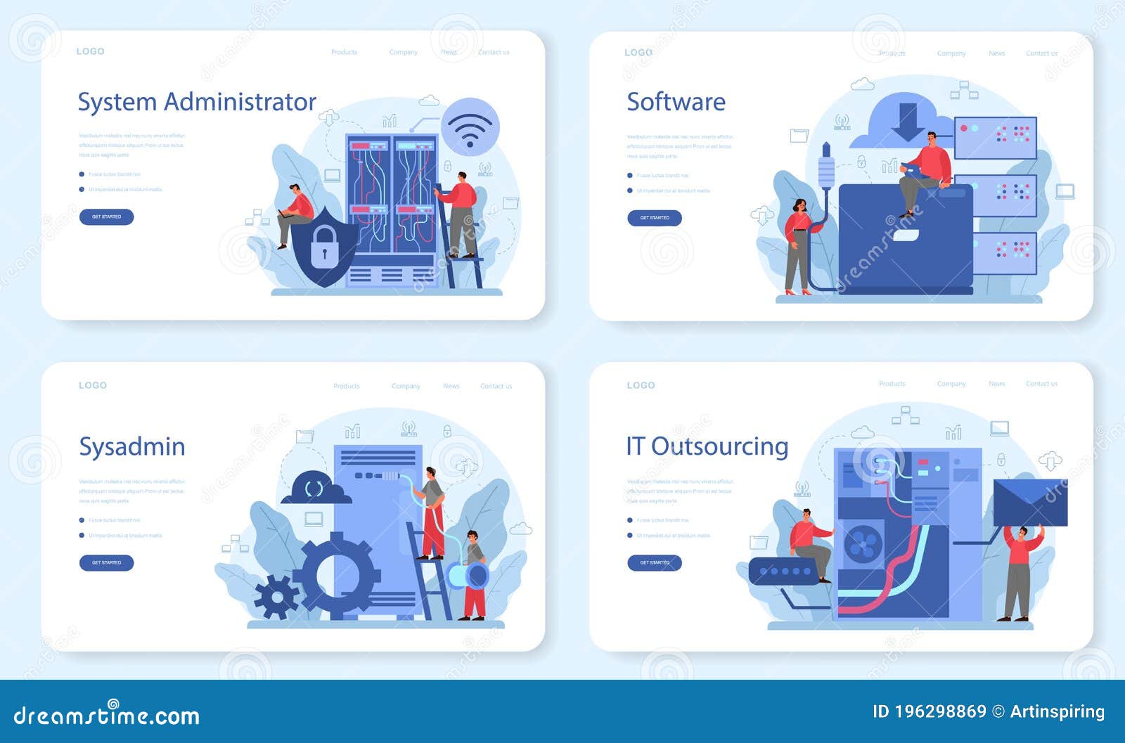 System Administrator Web Banner or Landing Page Set. People Stock ...