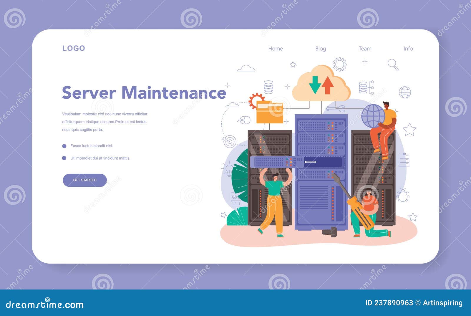 System Administrator Web Banner or Landing Page. Technical Work Stock ...