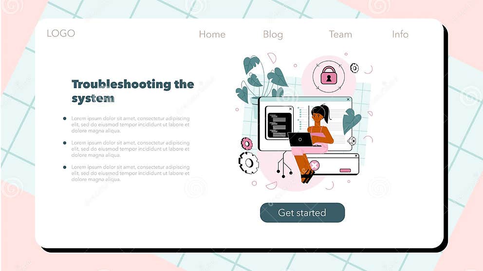 System Administrator Web Banner or Landing Page. Technical Work Stock ...