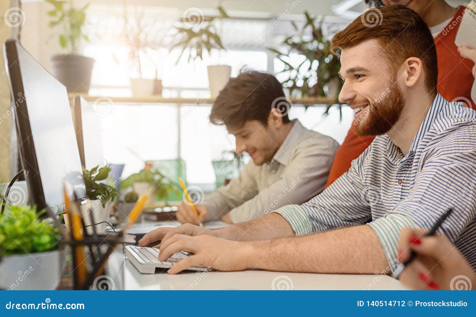 System Administrator Working on Computer in Office Stock Photo - Image ...