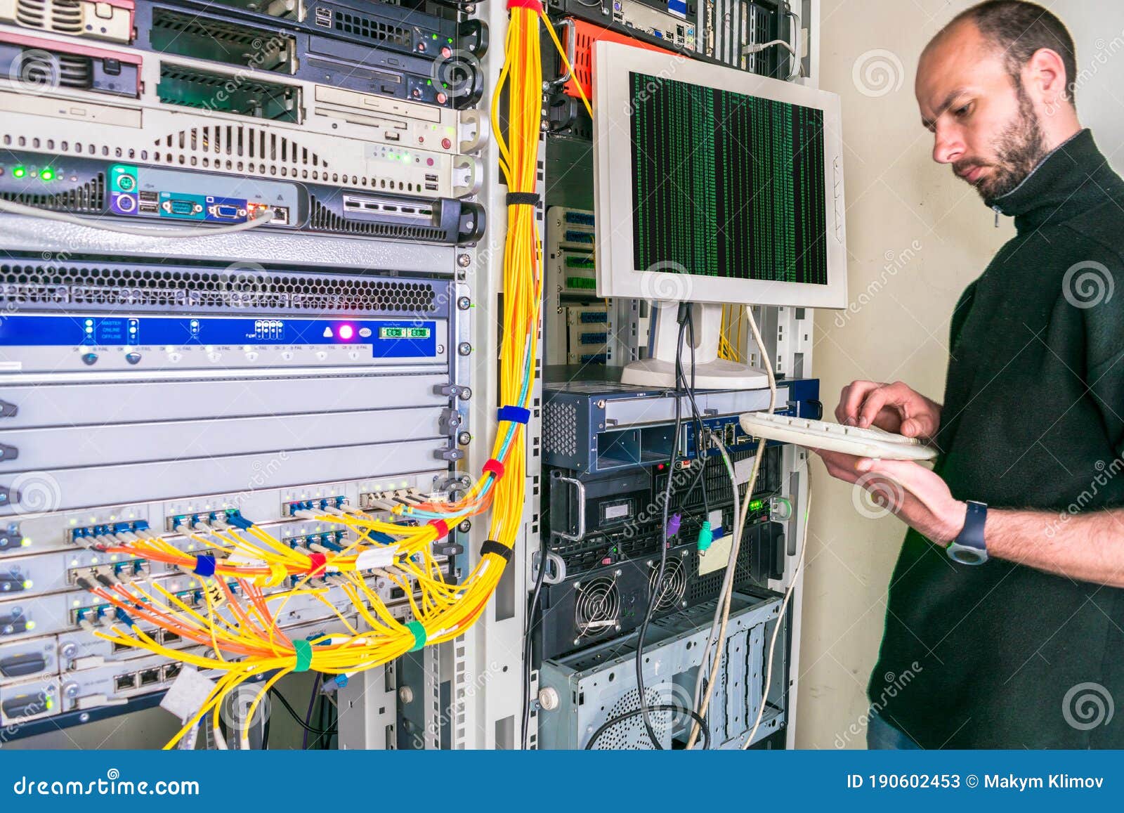 The System Administrator Works in the Server Room of the Data Center. a ...