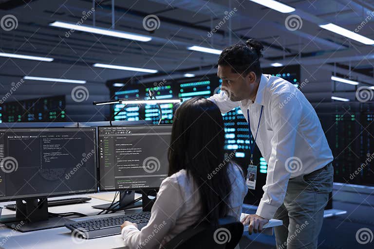 System Administrators in Data Center Running System Diagnostic Tests ...