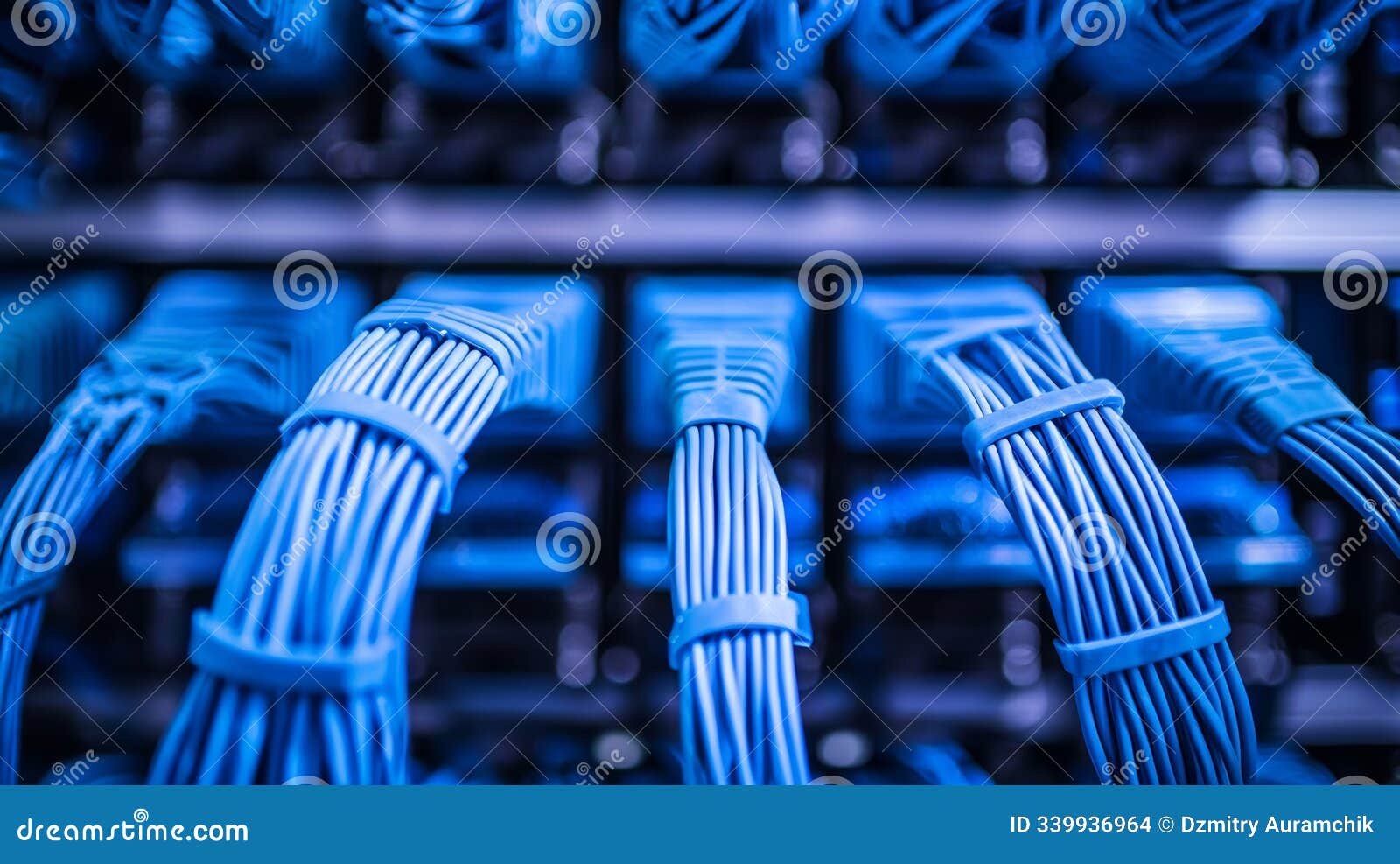 System Administrators View of Network Hardware with Wires Connected ...