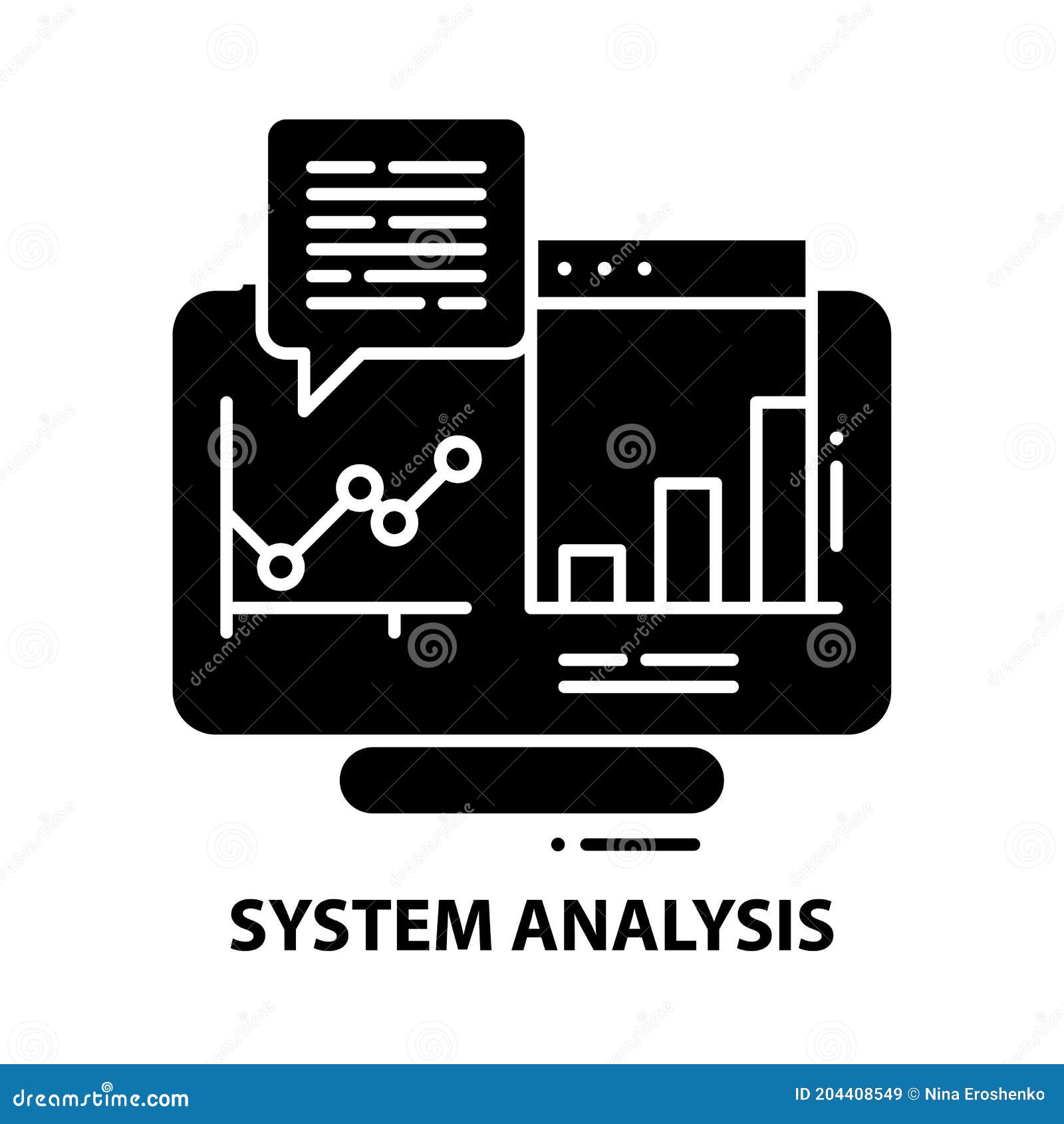 System Analysis Icon, Black Vector Sign with Editable Strokes, Concept ...