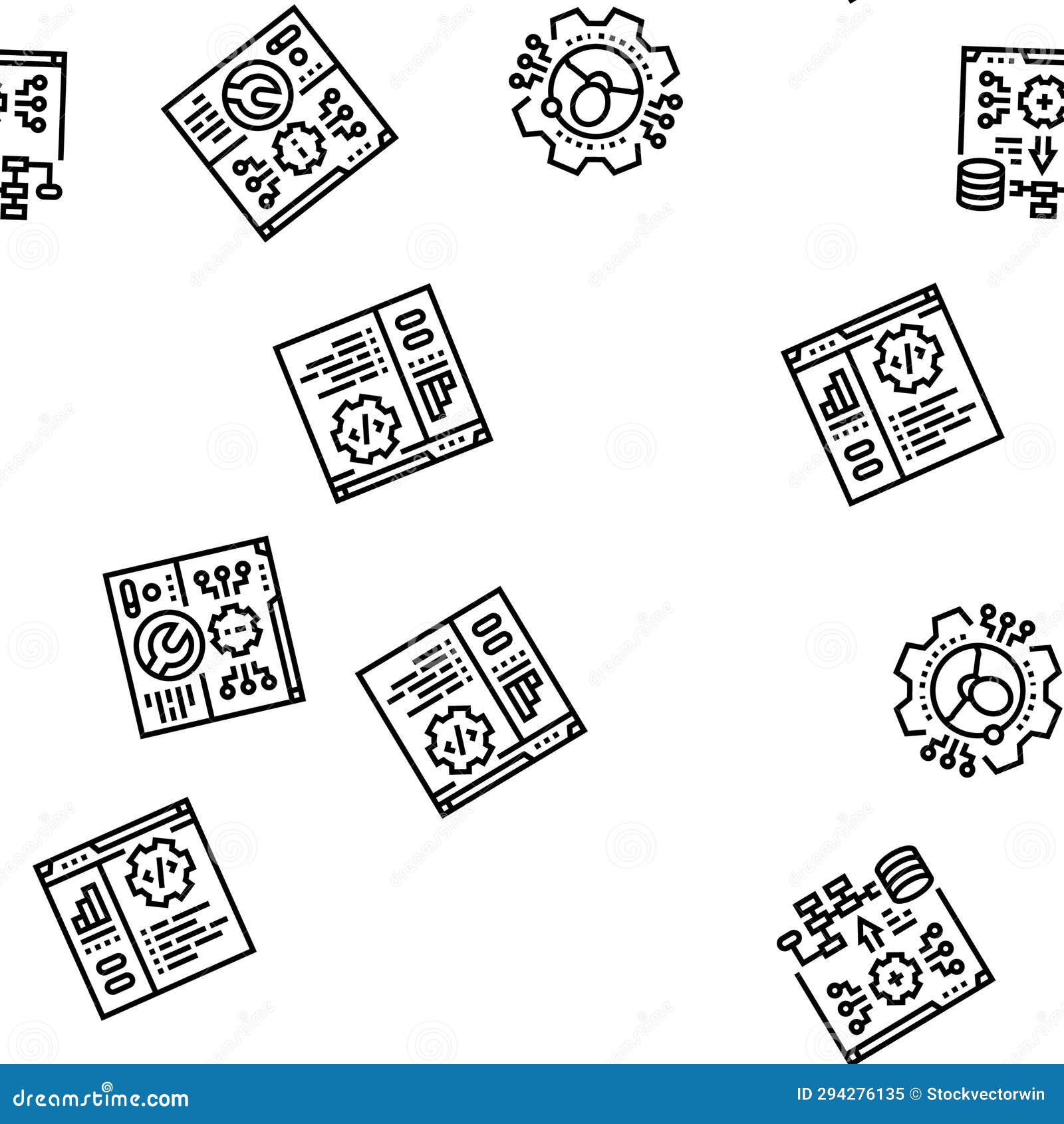 System Analyst Data Seamless Pattern Vector Stock Vector Illustration