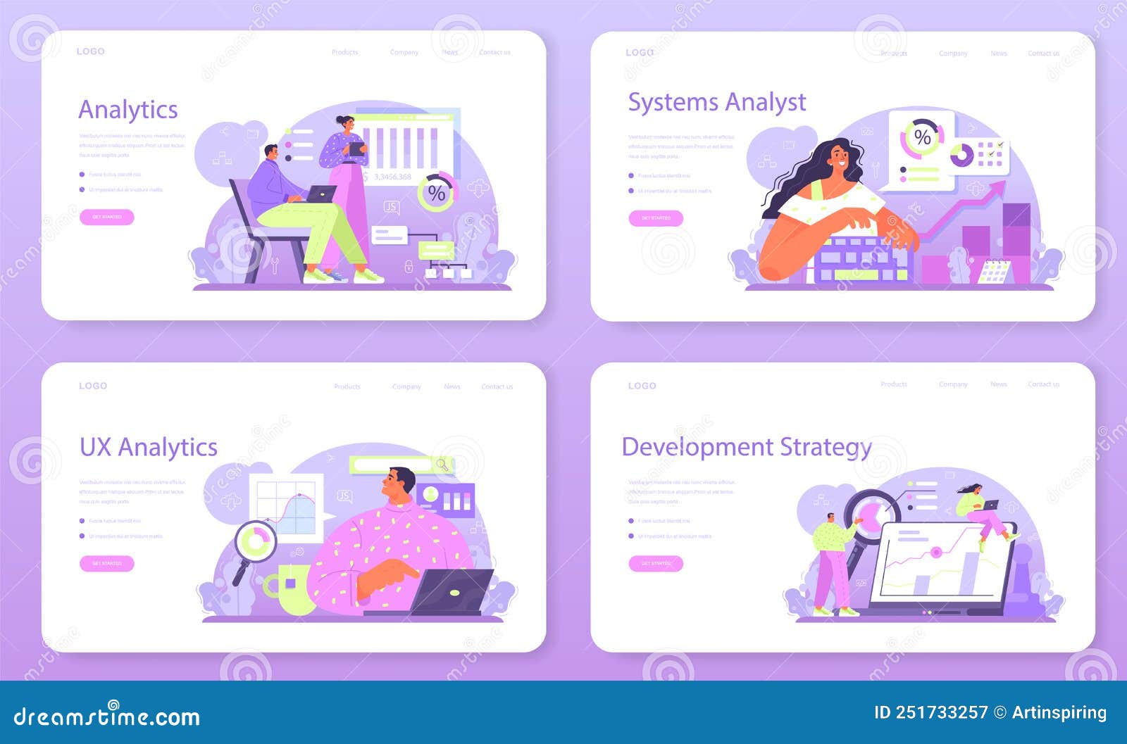 System Analyst Web Banner or Landing Page Set. it Technologies Stock ...
