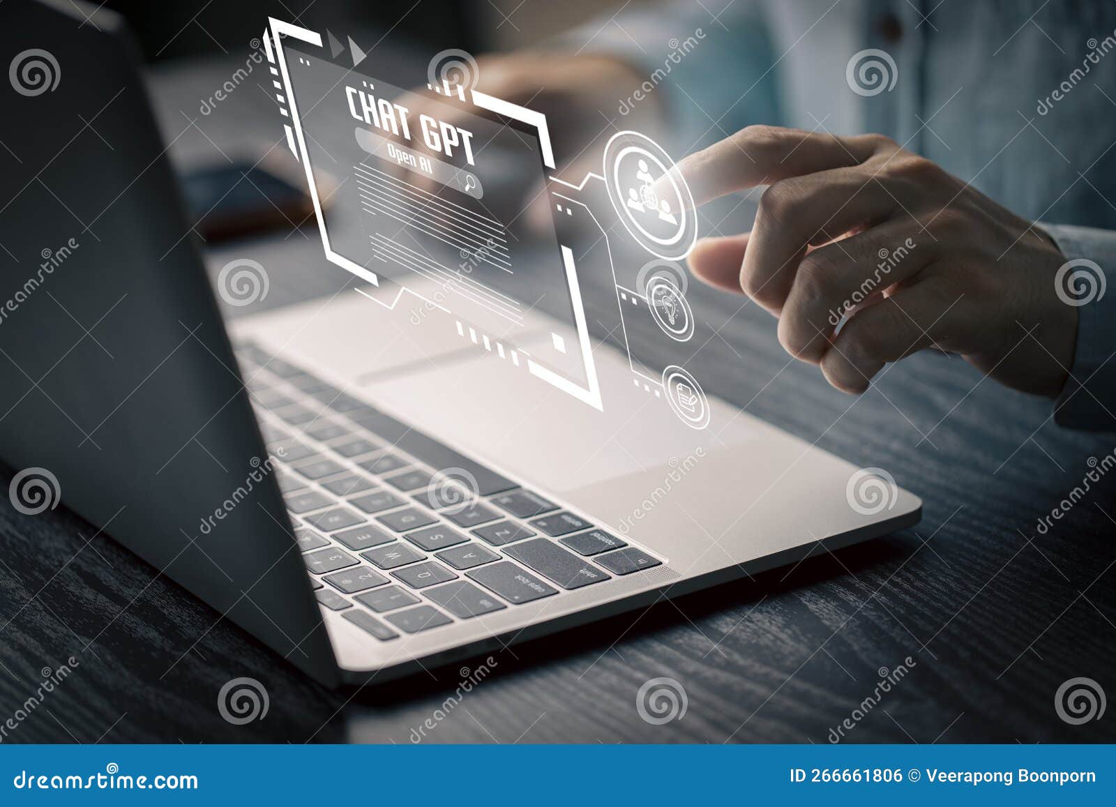 System Artificial Intelligence Chatbot , Businessman Using Laptop Or ...