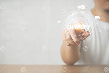 System Artificial Intelligence Chatbot , Man Using Smartphone with ...