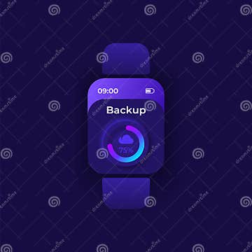 System Backup Smartwatch Interface Vector Template. Mobile App ...