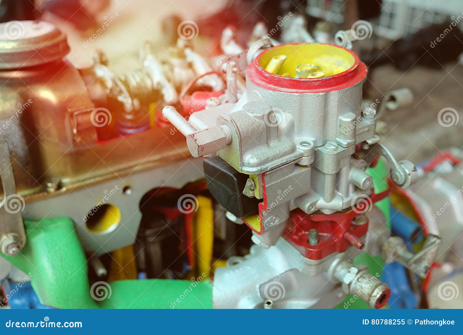 The System of the Car Engine and Light. Vintage Color Soft Style. Stock ...