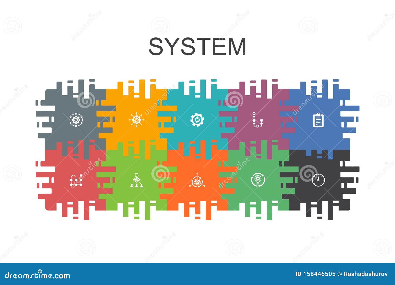 System Cartoon Template with Flat Stock Vector - Illustration of button ...