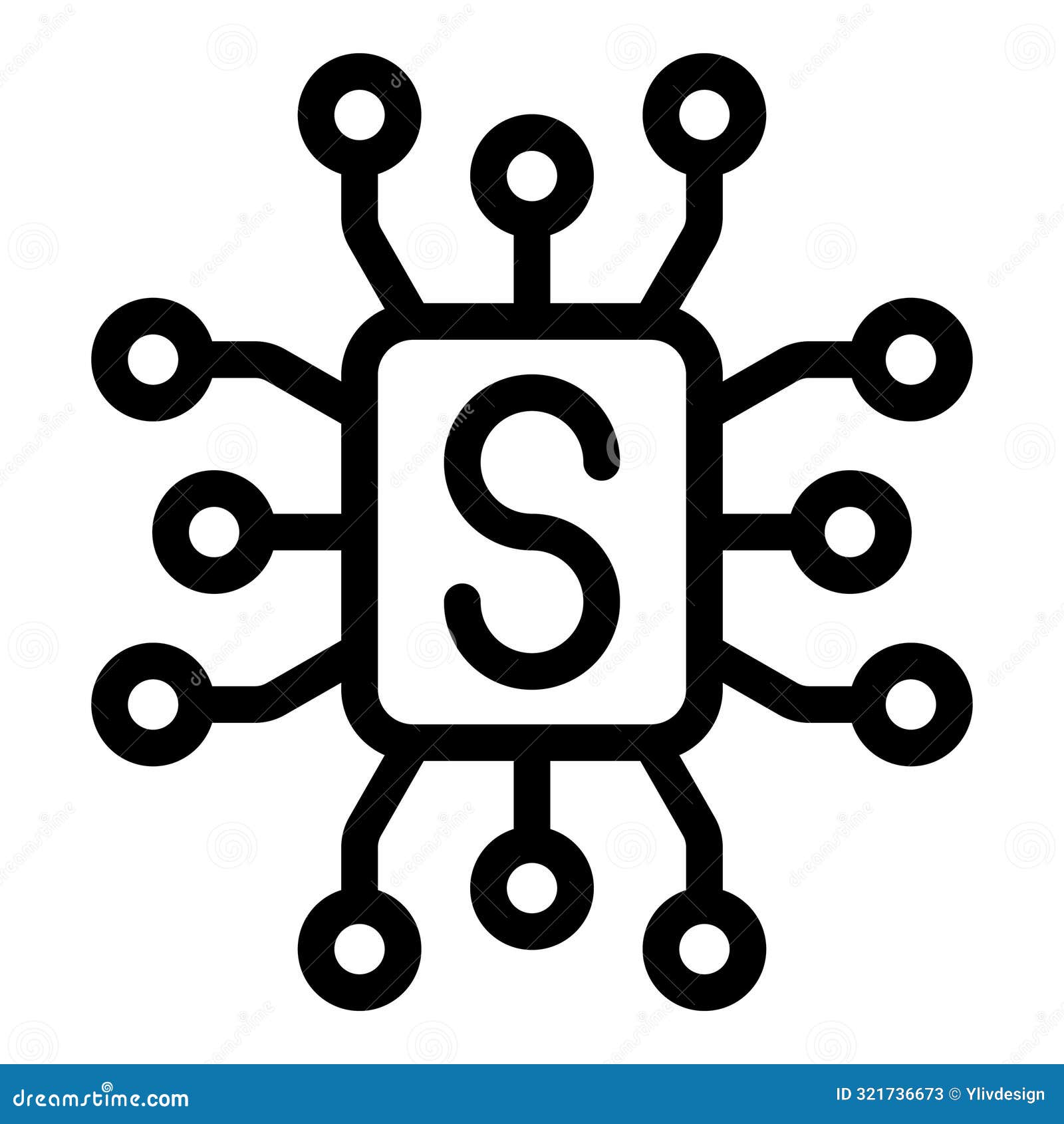 System on a Chip Soc Processor is Connecting with Lines Icon Stock ...