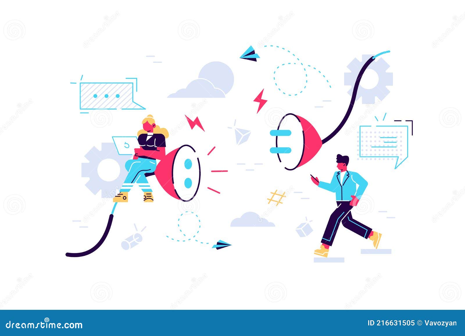 System Connection Error and Repairing Network Problem Stock Vector ...