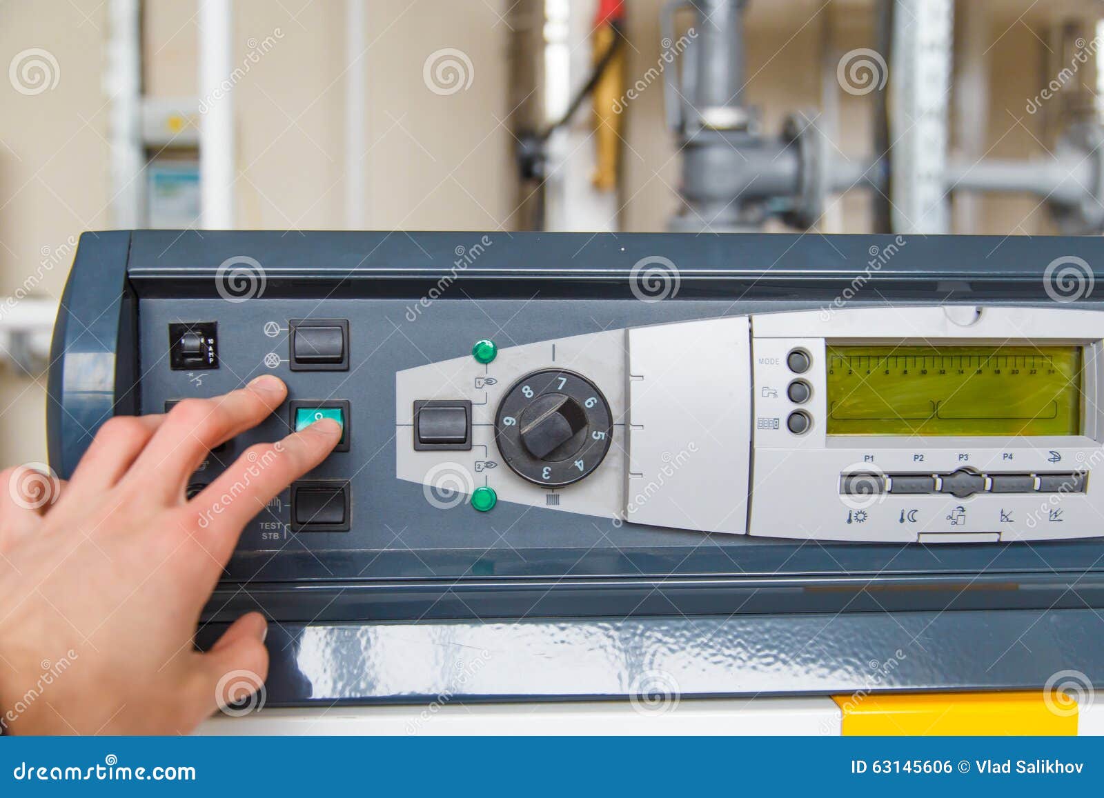 System Control Panel Gas Boiler Hand Stop Stock Photo - Image of panel ...