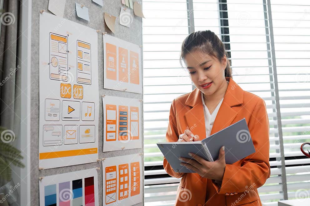 System Developers Analyzing Ux Ui Plans For Modern Application Design In A Collaborative