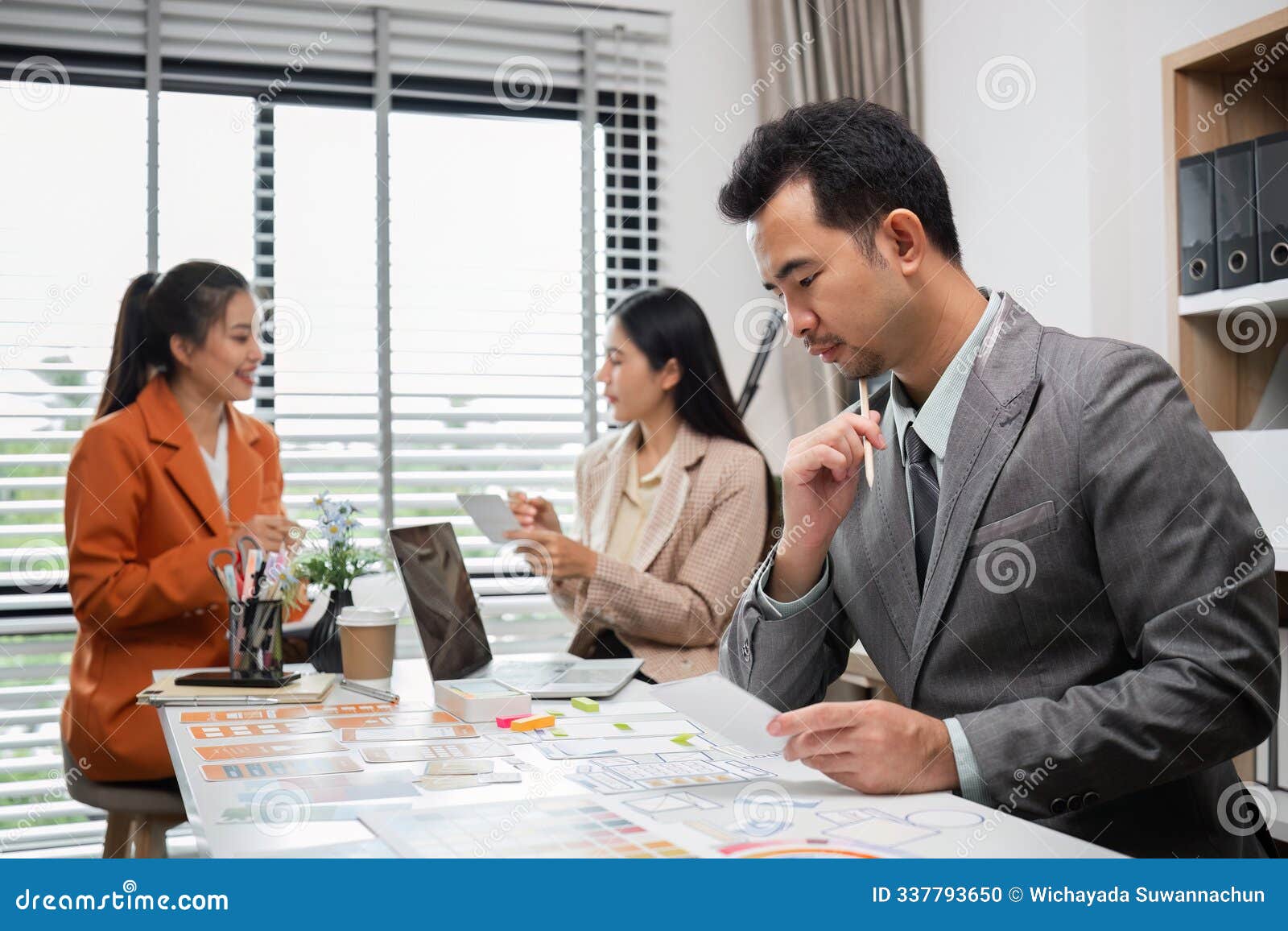 System Development Team Collaborating on UX UI Design in Modern Office ...