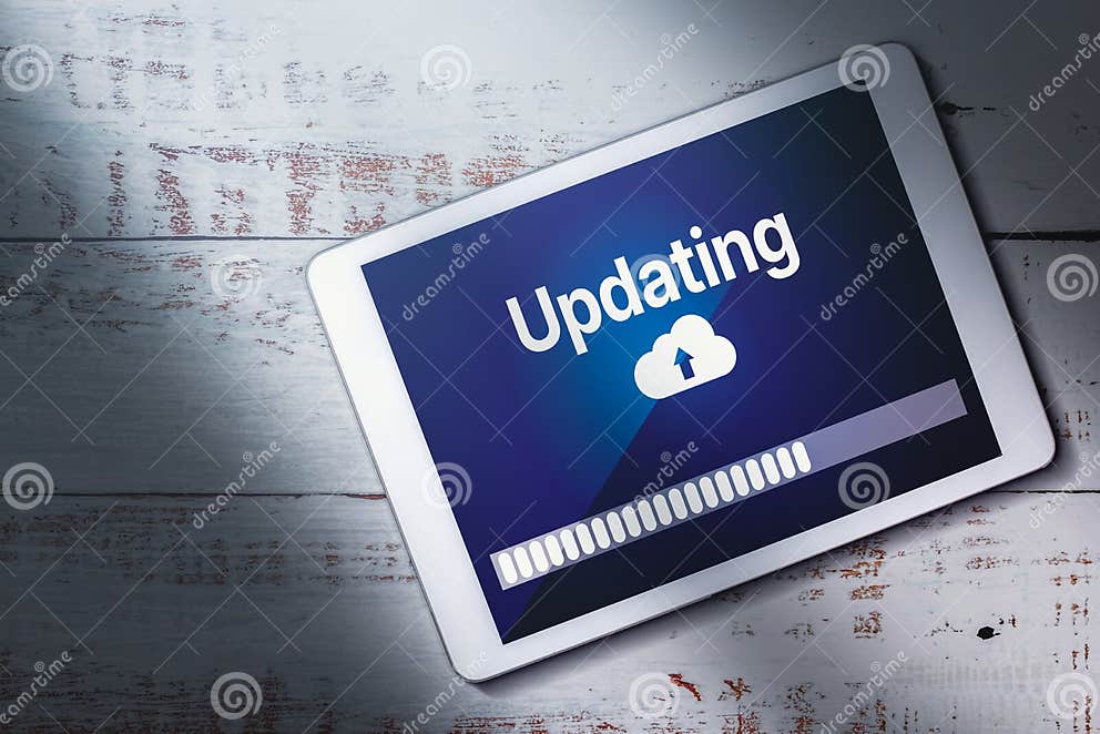 Top View of Digital Tablet Updating Software Screen. Stock Image - Image of developer, software ...