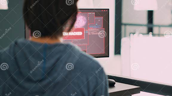 System Engineer Wokring On Server Code And Reading Database Error Stock 0669