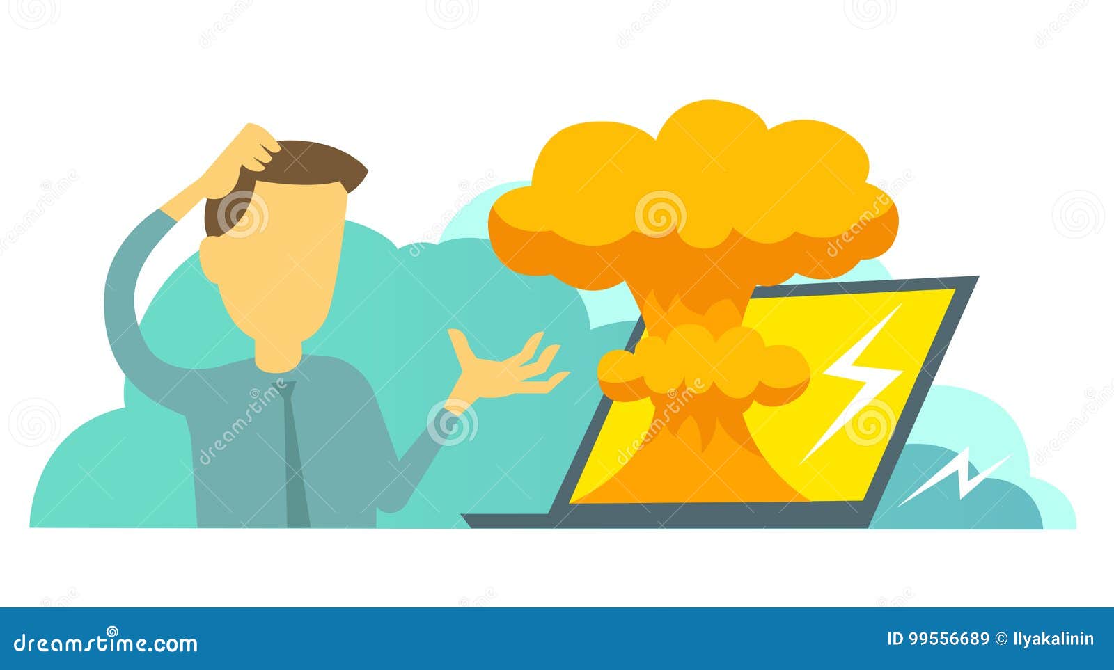 System Error in Laptop Epic Fail. Atomic Bomb Explosion Nuclear, Man ...