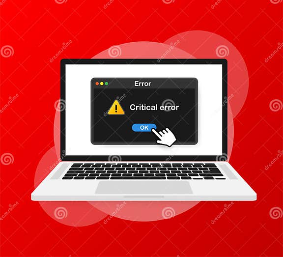 System Error Vector Icon Failure Pc Interface. Error Message Computer Window Alert Popup Stock ...