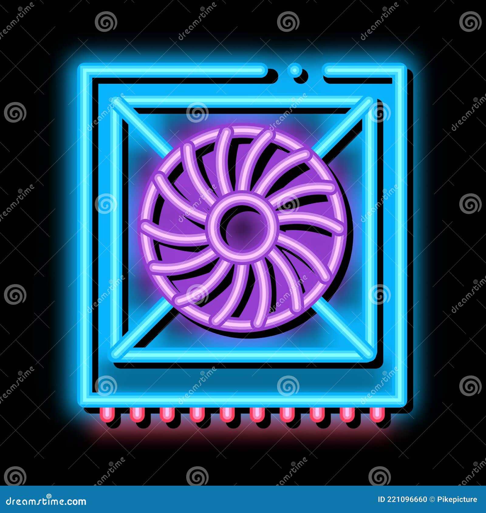 System Fan Computer Component Neon Glow Icon Illustration Stock Vector ...