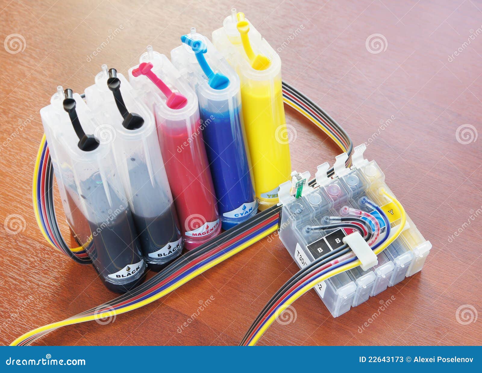 System of Feed of Ink for Printer Stock Image - Image of recycling ...