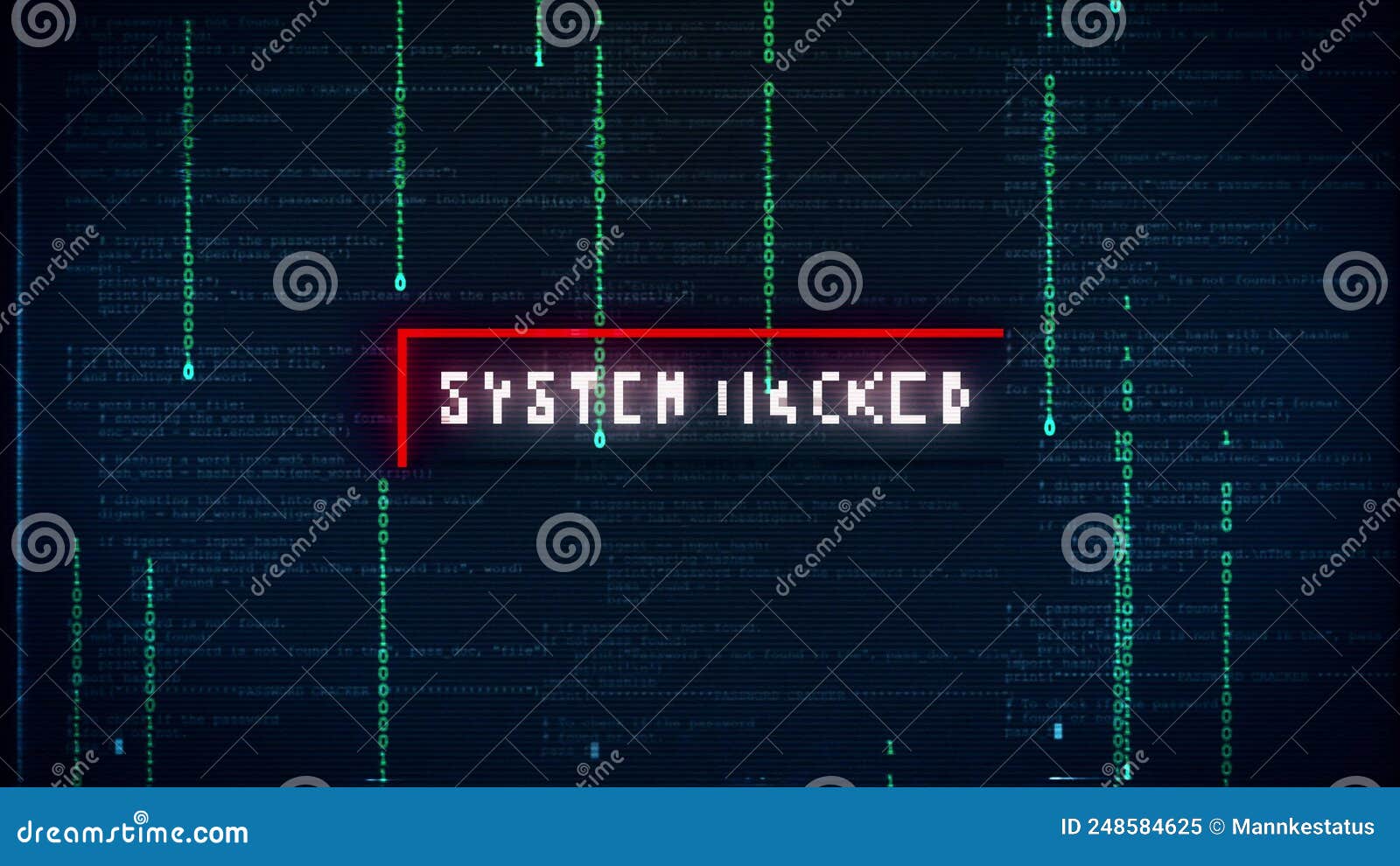 System Hacked Computer Hacking Warning Notification With Computer Matrix Code Stock Video