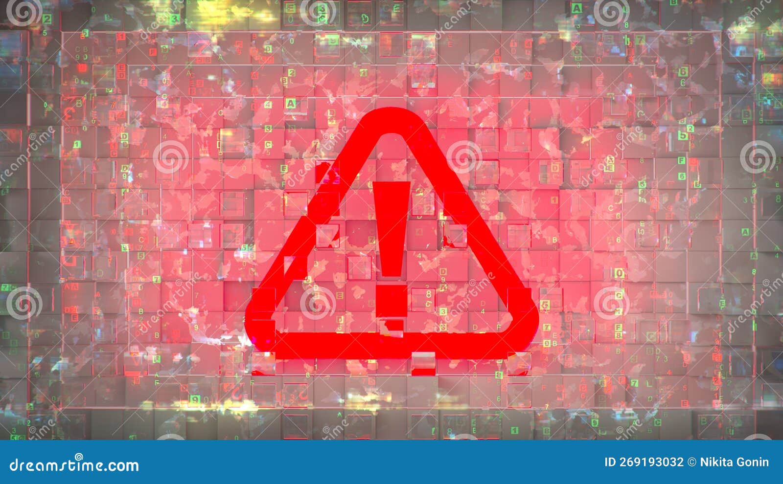 System Hacked and Error Symbol 3D Rendering Stock Illustration ...