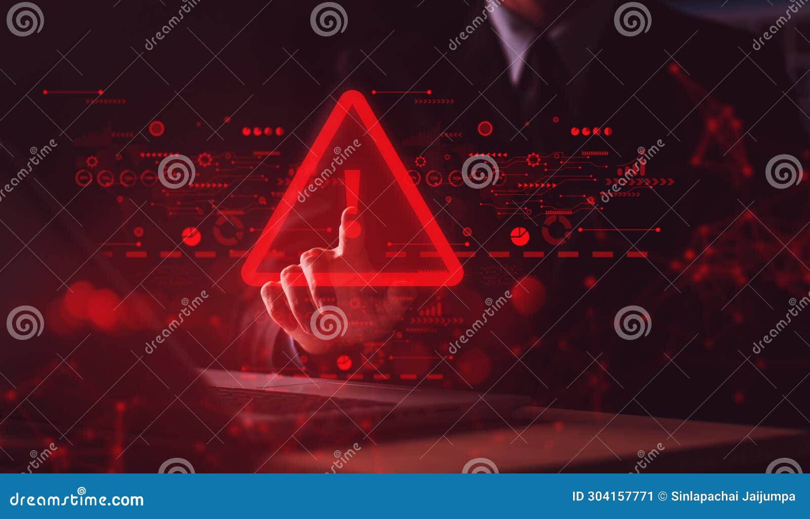 System Hacked Warning Alert on Notebook (Laptop). Cyber Attack on ...