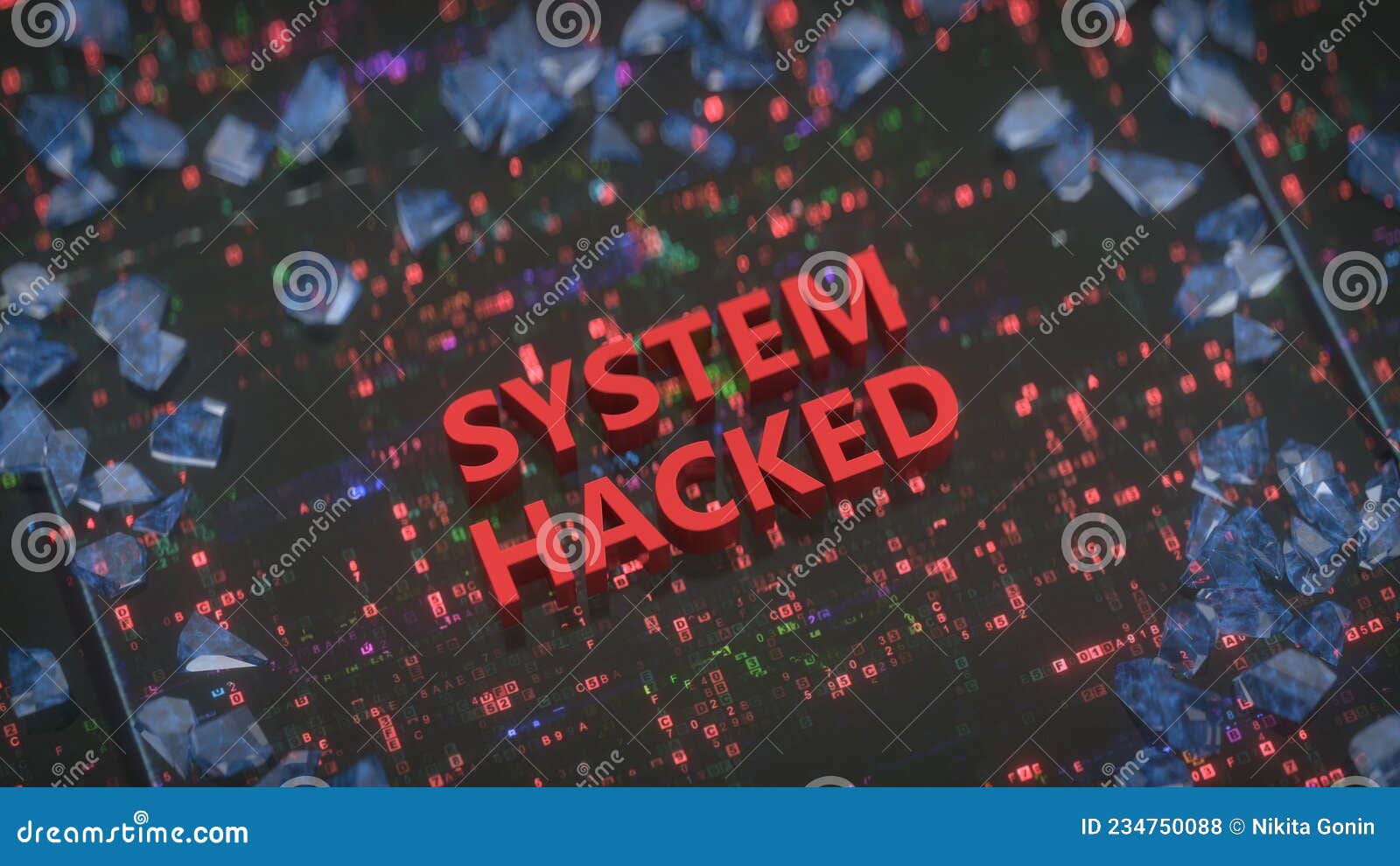 System Hacked Warning 3D Render Stock Illustration - Illustration of ...