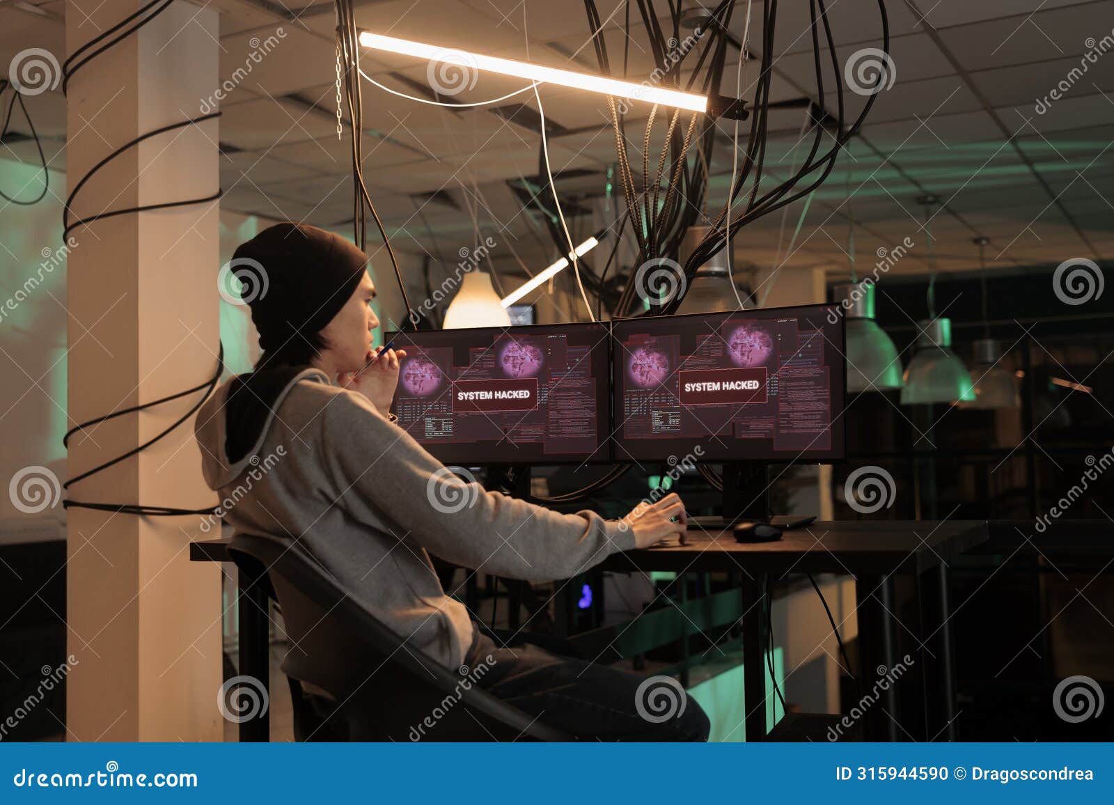 System Hacked Warning Programmer Solving Database Server Cyberattack 6880