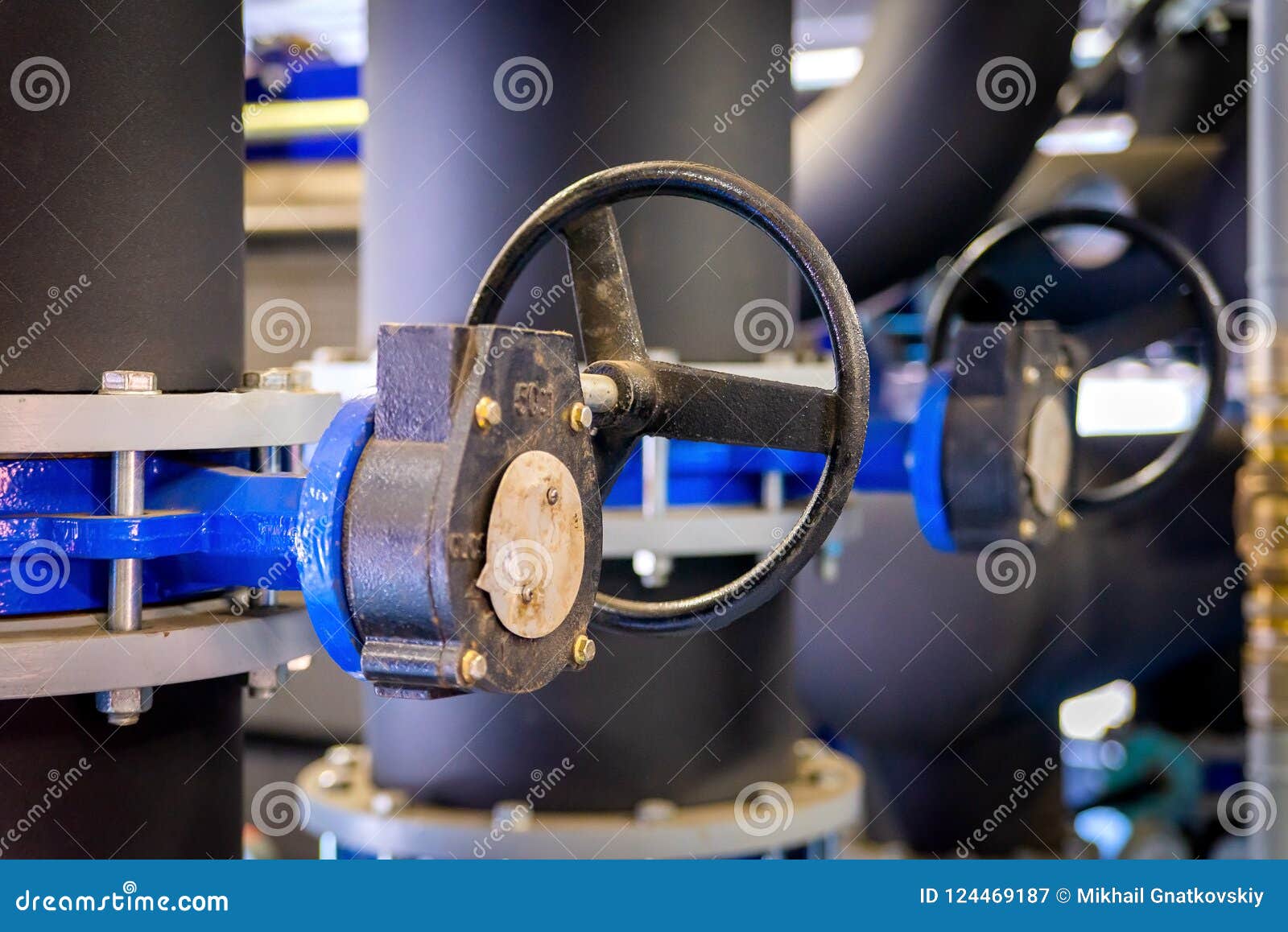 System of Hot Water Pipes with Manometer in Boiler Room Stock Image ...