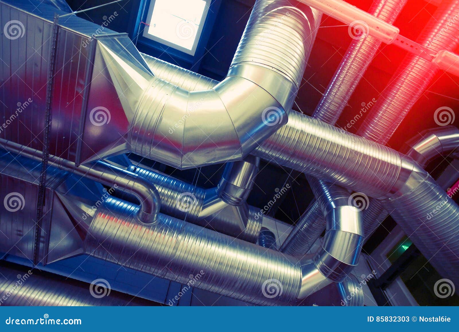 System Industrial Ventilating Pipes Stock Image - Image of cooling ...