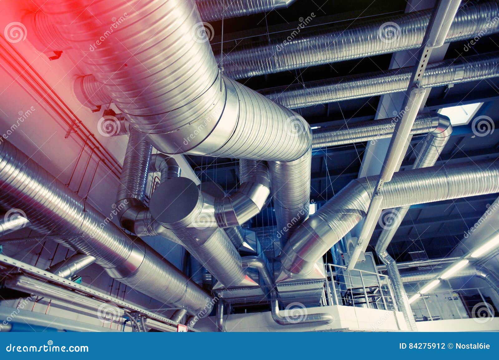 System of Industrial Ventilating Pipes Stock Photo - Image of heat ...